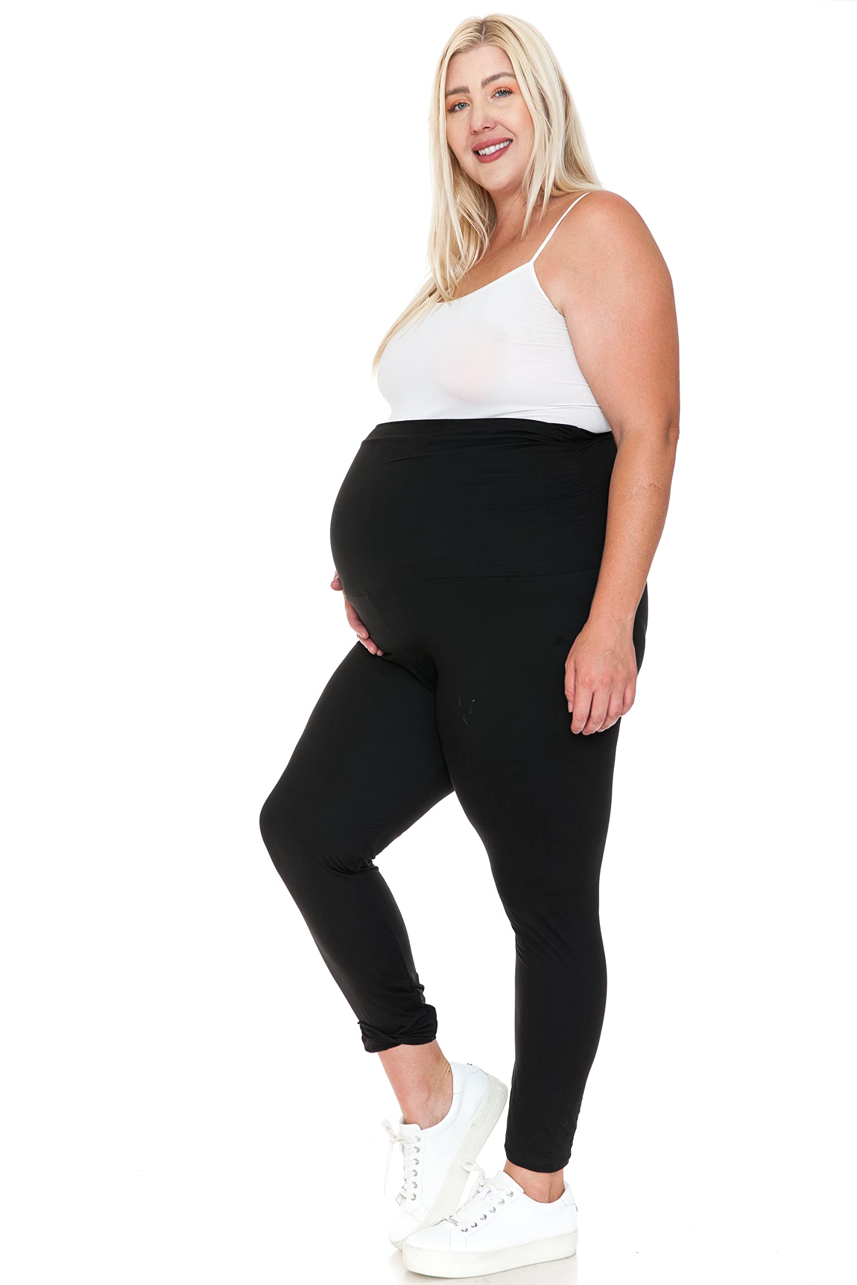 Leggings Depot Women's Maternity Leggings Over The Belly Pregnancy Casual Yoga Tights (Black, X-Large)