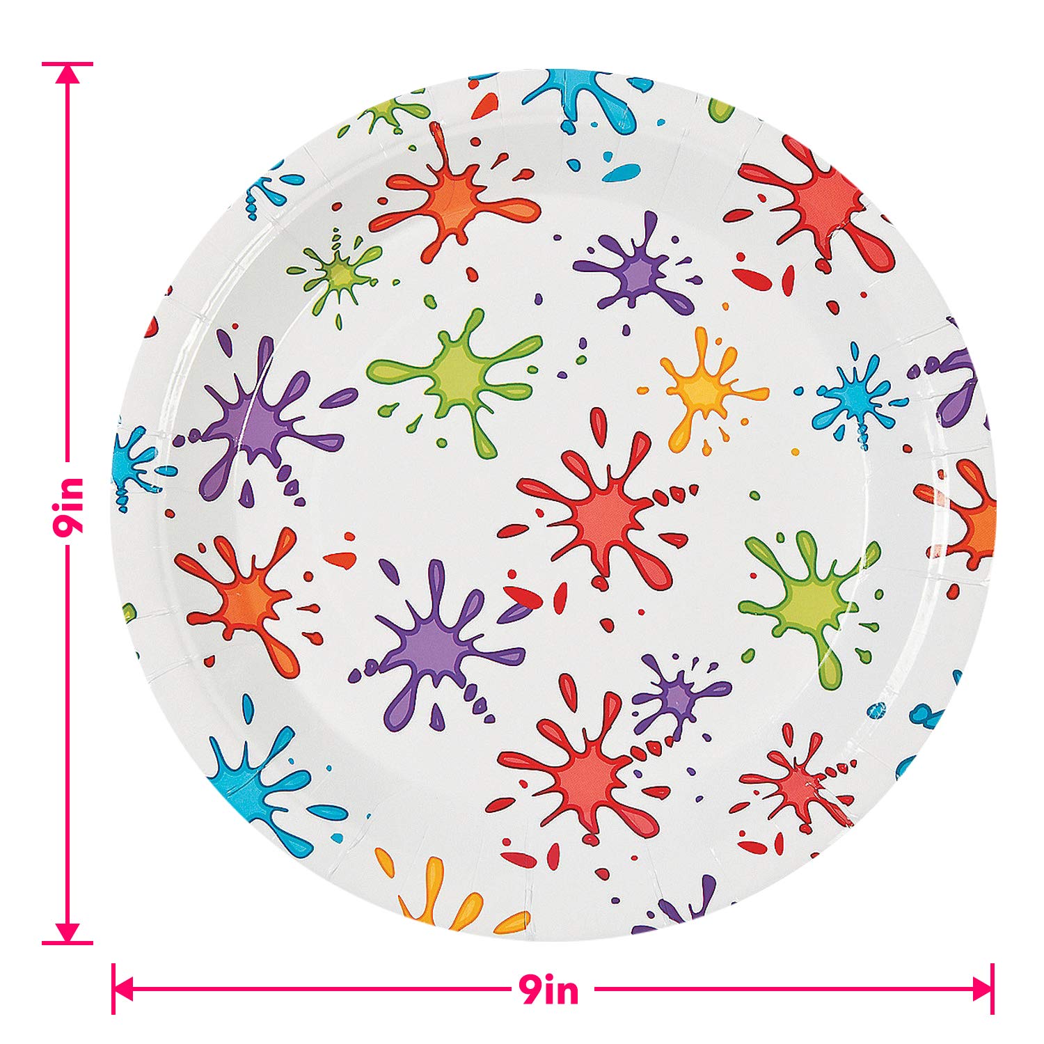 Artist Party Supplies - Art Paint Splatter Paper Dinner Plates and Striped Luncheon Napkins (Serves 16)