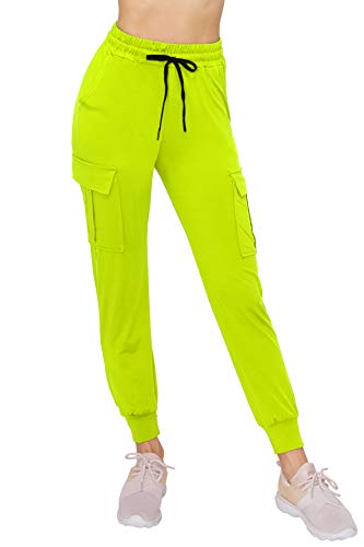 ALWAYS Cargo Jogger Pants for Women - Super Soft Casual Lounge Sweatpants Neon Lime 2XL