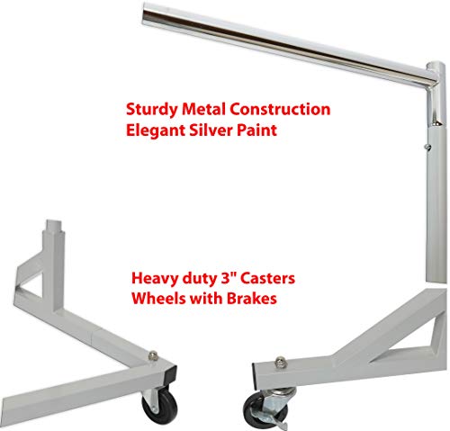 Simple Houseware Industrial Grade Z-Base Garment Rack, 400lb Load with 62" Extra Long bar w/Clear Cover and Tube Bracket