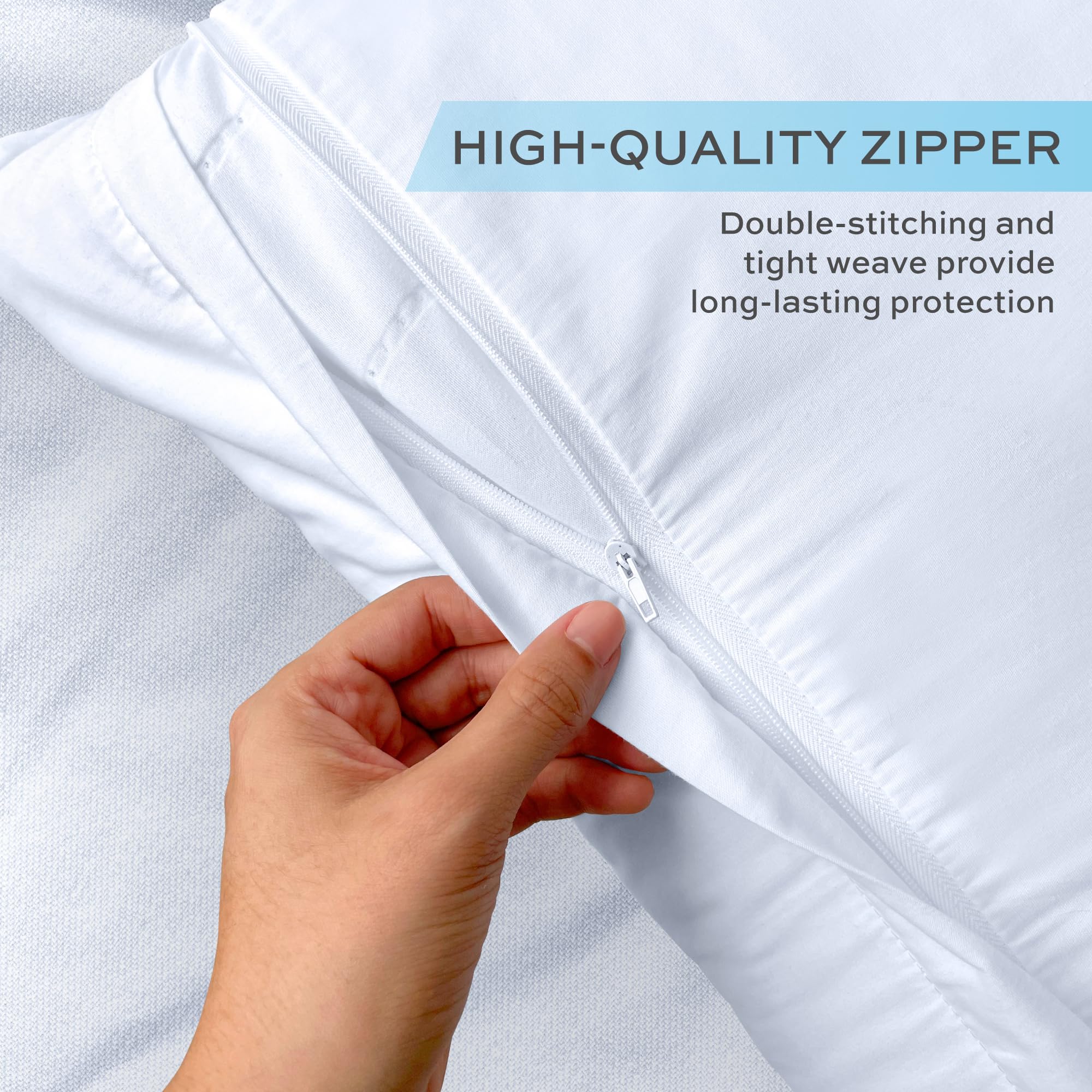 White Classic King Pillow Covers with Zipper 6 Pack - 20 x 36 Ultra-Soft, Cozy and Noiseless King Pillow Protector, 200 Thread Count, Envelope Closure, Fade-Resistant Material for a Restful Sleep