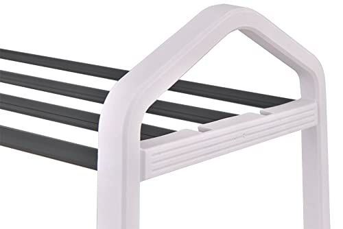 EGEN Mainstays 4-Tier Shoe Rack White Plastic Frame, Gray Coating, up to 12 Pairs