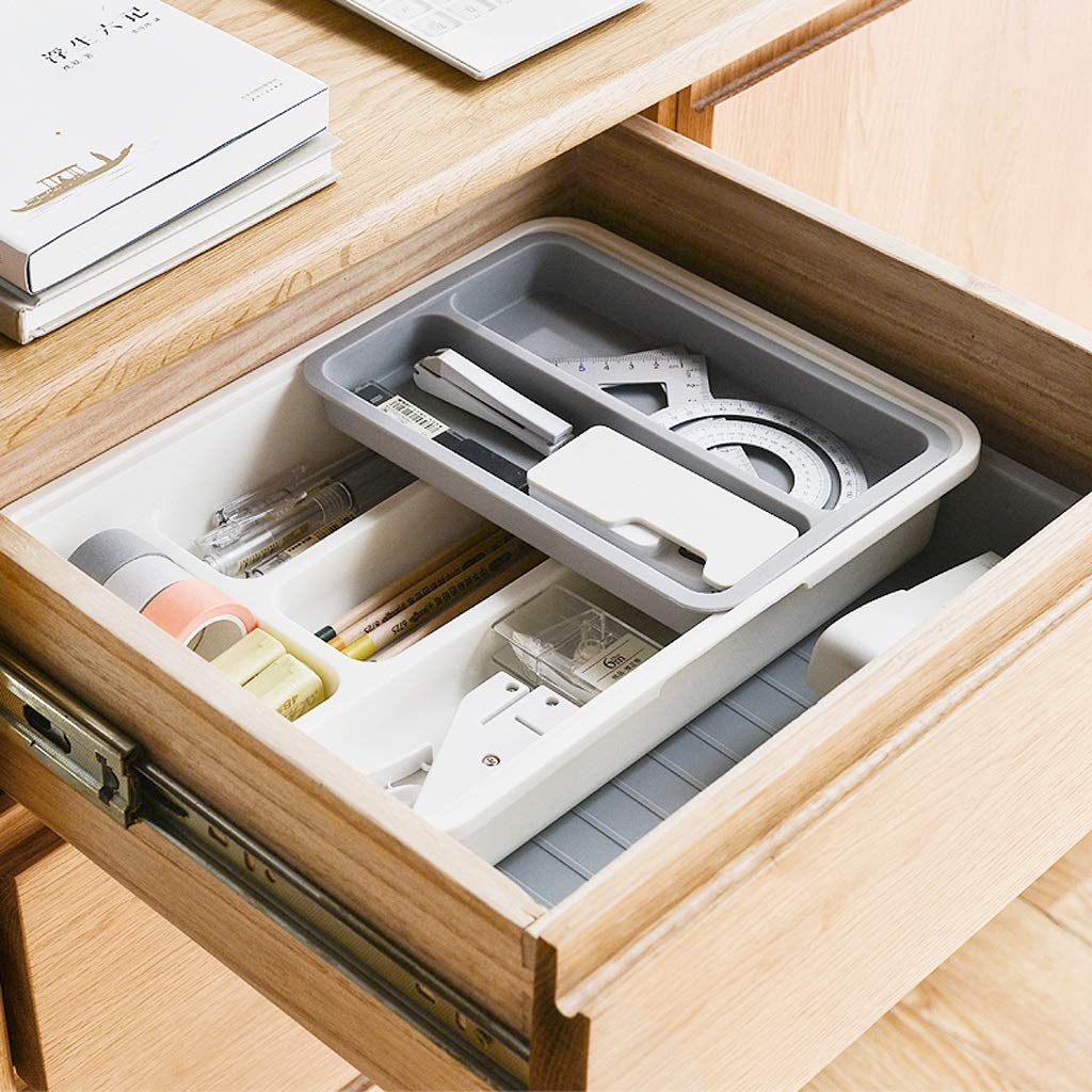 LSXLSD Three-Piece Drawer Storage Box Desk Separation and Finishing Free Combination Sundries Cosmetic Compartment Really Useful Storage (Color : Gray)