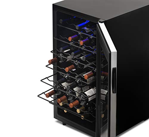 NewAir 20” Wine Refrigerator – 50 Bottle Wine Cooler, Single Zone Freestanding Wine Fridge in Stainless Steel, Wine Chiller with Adjustable Racks and Exterior Digital Thermostat for Kitchen and Bar