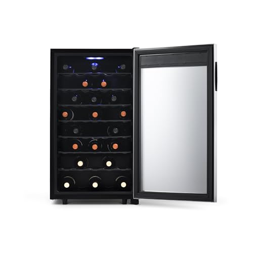 NewAir 20” Wine Refrigerator – 50 Bottle Wine Cooler, Single Zone Freestanding Wine Fridge in Stainless Steel, Wine Chiller with Adjustable Racks and Exterior Digital Thermostat for Kitchen and Bar
