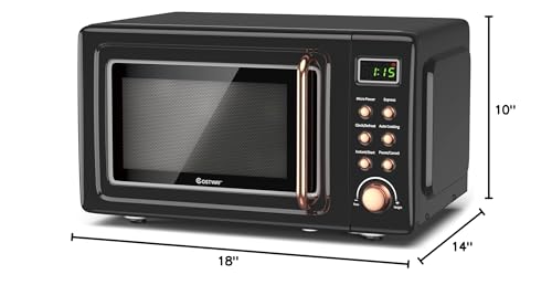 GLACER GT-23853GDEP Retro, Large 0.7Cu.ft, 700-Watt, Cold Rolled Steel Countertop with Time, Glass Turntable Plate, Pre-Programmed Cooking Settings, LED Display Microwave Oven, Rose Gold