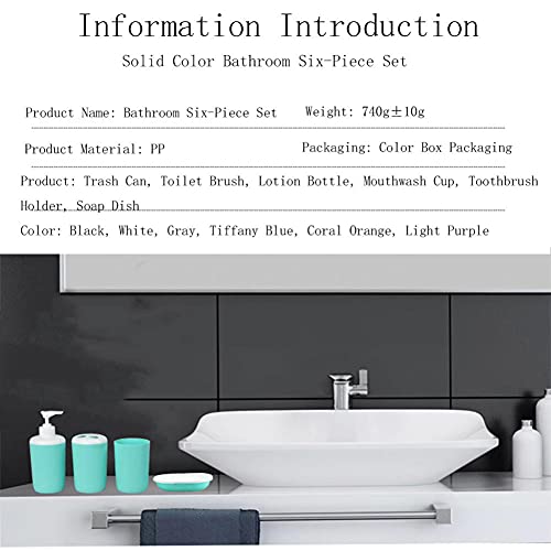BAWAQAF Bathroom Set,Bathroom Decor Sets Accessories,6 Pcs Lavender Bathroom Accessories Set,Bathroom Accessory Set,Bathroom Accessories Set with Trash Can