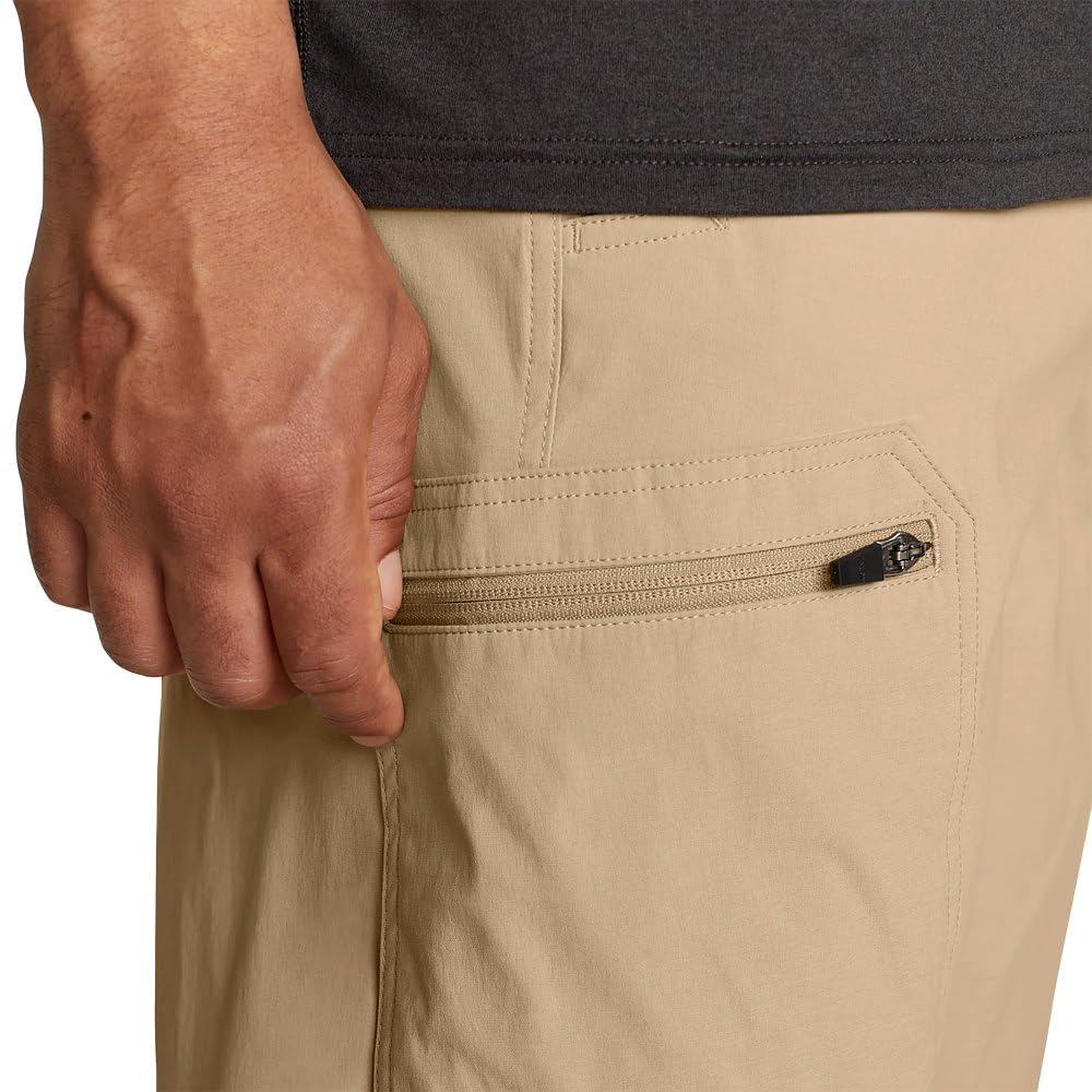 Eddie Bauer Men's Rainier Pull-On Shorts, Light Khaki, Medium, Hiking Shorts