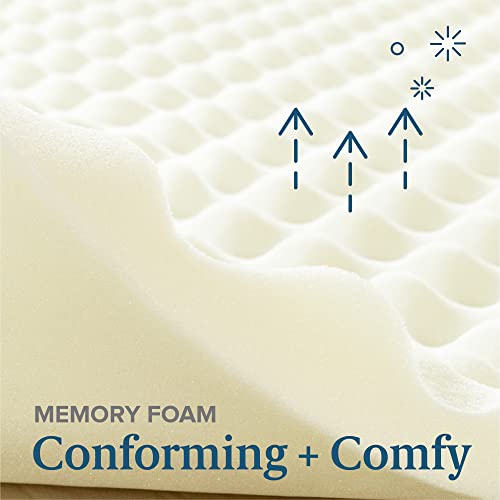 ZINUS 2 Inch Copper Cooling Memory Foam Mattress Topper with Airflow Design, Queen, White