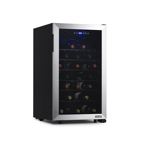 NewAir 20” Wine Refrigerator – 50 Bottle Wine Cooler, Single Zone Freestanding Wine Fridge in Stainless Steel, Wine Chiller with Adjustable Racks and Exterior Digital Thermostat for Kitchen and Bar