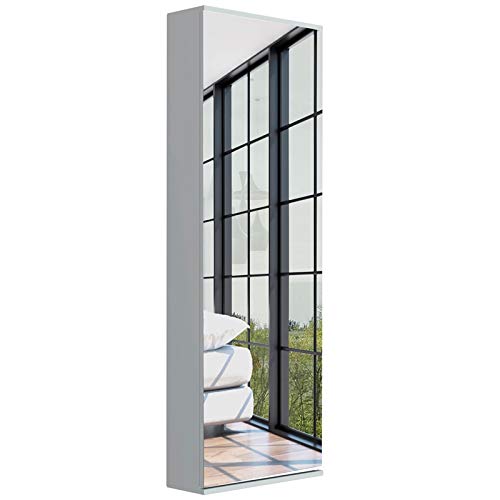 TuHome White Modern Engineered Wood LETO Wall Mounted Shoe Rack with Mirror