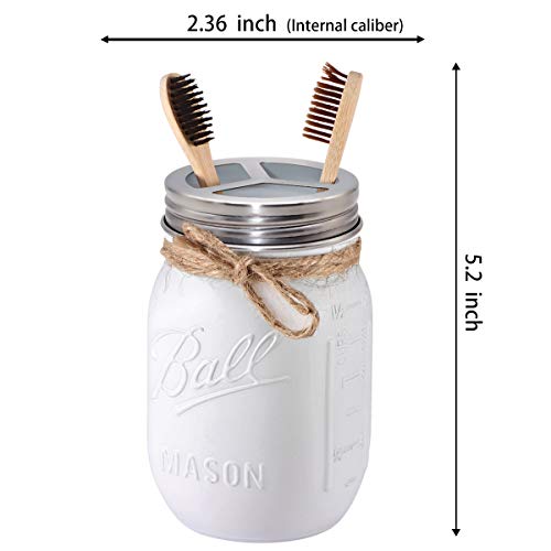 Mason Jar Bathroom Set(3 Piece)-Foaming Soap Dispenser, Toothbrush Holder,Flower Vase,for Wedding House Decor Countertop and Vanity Organizer Bathroom Kitchen Farmhouse Décor (Brushed Nickel