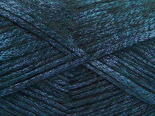 Glam Universe Metallic Shine Fuzzy Wool Nylon Blend Yarn 100 Grams, 250 Yards - Dark Aegean Blue, Black