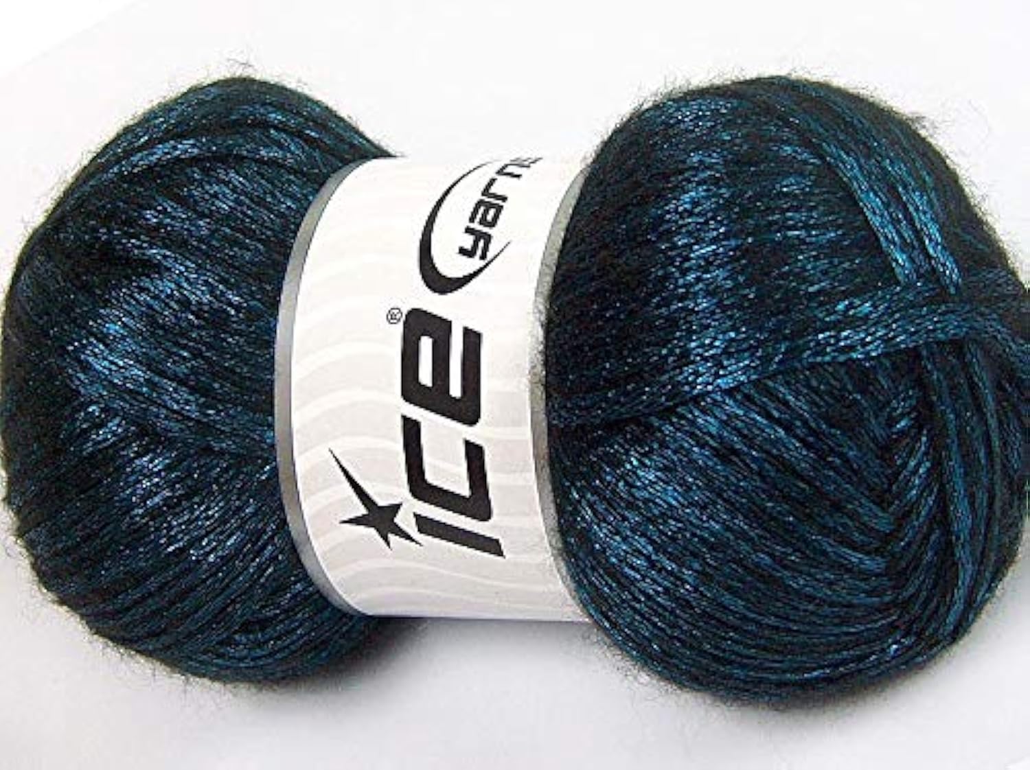 Glam Universe Metallic Shine Fuzzy Wool Nylon Blend Yarn 100 Grams, 250 Yards - Dark Aegean Blue, Black