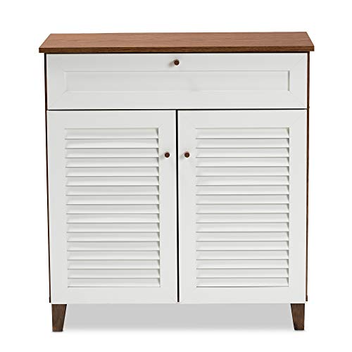 Baxton Studio Shoe Cabinets, White/Walnut