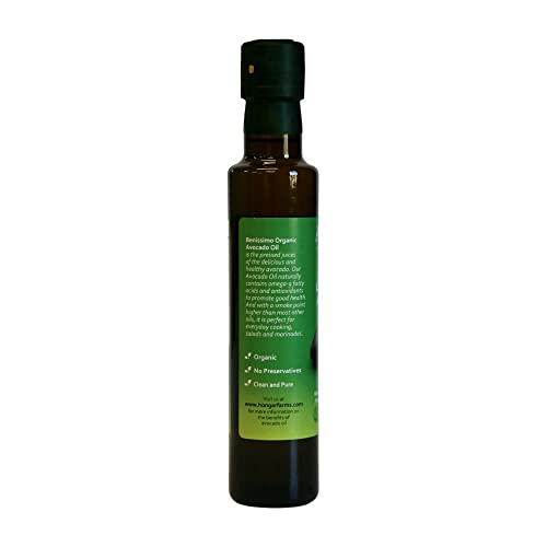 Benissimo 100% Pure Organic Avocado Oil, Cold Pressed, Allergen Free, Organic and Non-GMO Cooking Oil, 8.45 Fl Oz