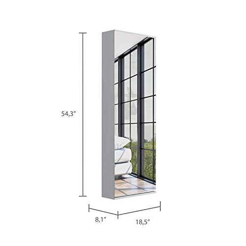 TuHome White Modern Engineered Wood LETO Wall Mounted Shoe Rack with Mirror
