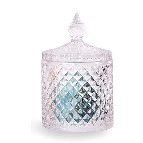 FTOF Glass Jars Bathroom Storage Organizer Cute Qtip Dispenser Holder Vanity Canister Jar Glass with Lid