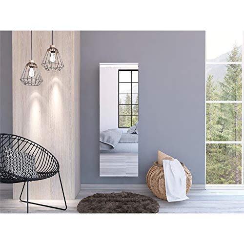 TuHome White Modern Engineered Wood LETO Wall Mounted Shoe Rack with Mirror