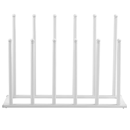 MyGift Modern White Metal Free Standing Boot Shoe Rack Organizer, Tall Boot Shaper Storage Stand, Holds up 6 Pairs of Tall Boots