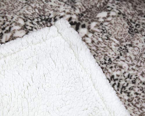 Marquess Hooded Throw Robe Wrap Ultra Soft Plush Coral Fleece & Sherpa Wearable Blanket with 2 Pockets Print Chic Lifestyle Gift 51 x 71'' (Beige Point)