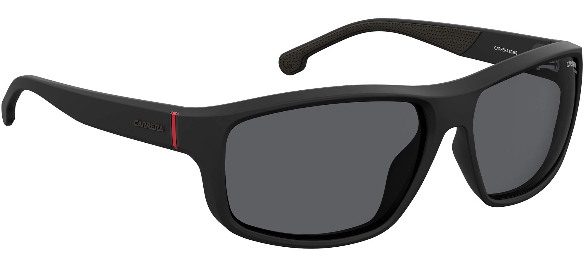 Carrera Men's 8038/S Rectangular Sunglasses, Black/Polarized Gray, 61mm, 15mm