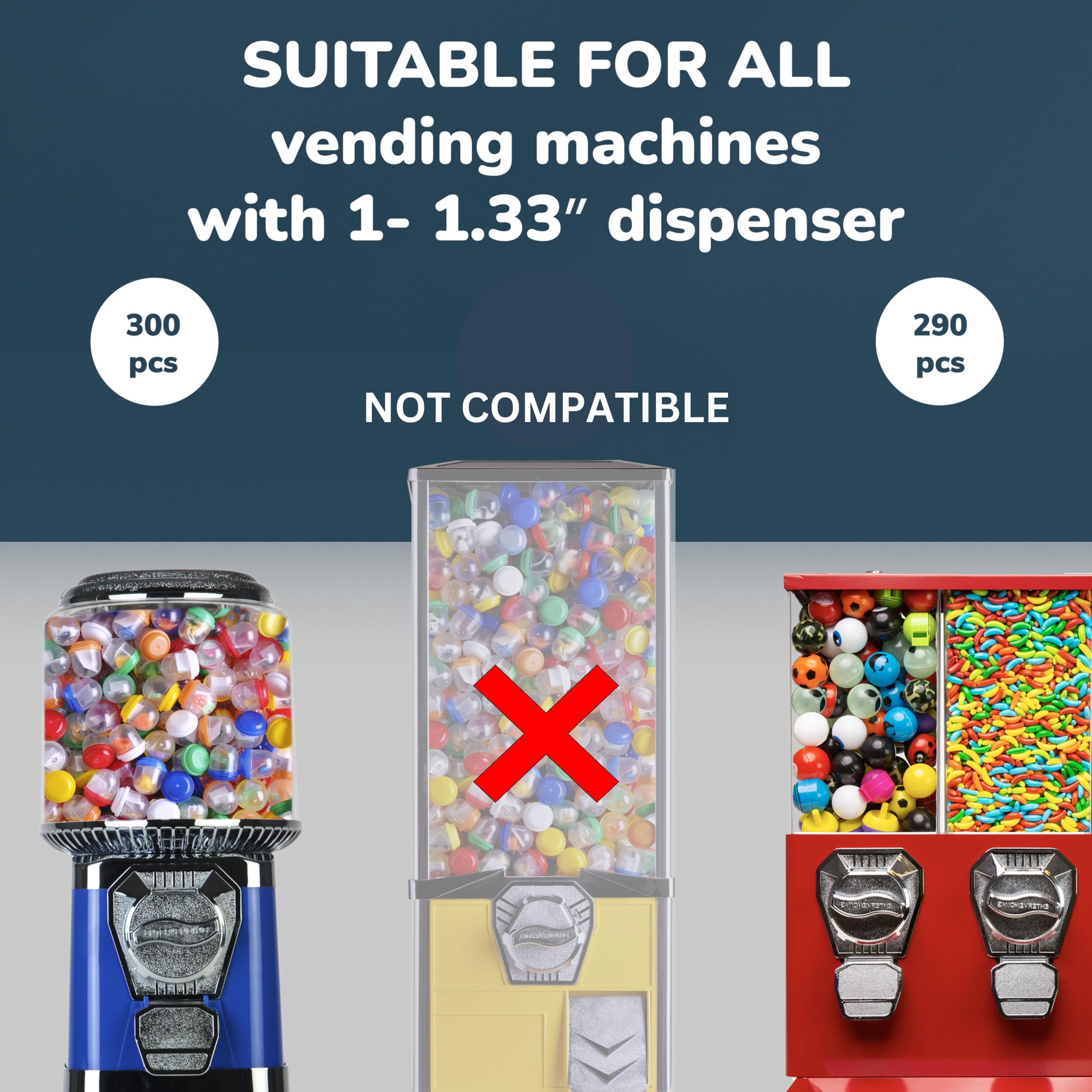 Capsule Vending Machine Translucent Round Capsules Empty 100 pcs 1.1 inch - Gumball Machine Capsules Bulk Party Favors Containers - Easter Basket Stuffers Gifts Pinata Stuffers DIY Craft Supplies