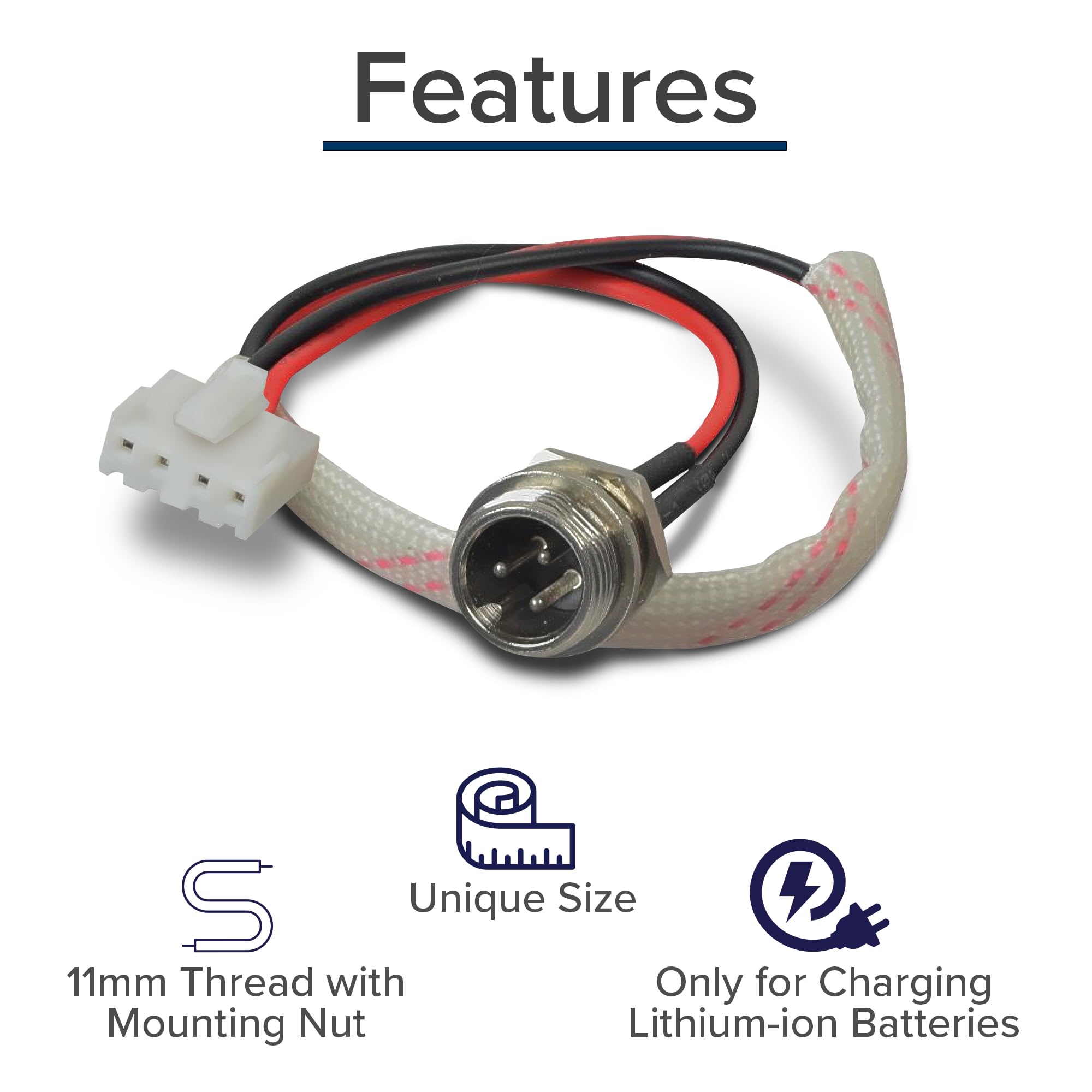 AlveyTech Mini 3-Prong 4-Wire Charger Port - Replacement Switch Harness for Gyroor Warrior G2, Swagtron Swagboard T1 Pro, T3, T5, T6 Outlaw, Original Swagway, Hoverboard, Scooter