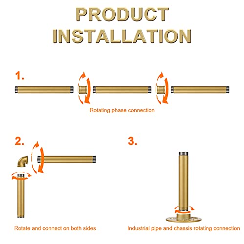Industrial Pipe Clothing Rack, 29 Inch Wall Mounted Clothes Rack, Gold Clothing Rod for Closet Storage, Laundry Room and Balcony, Multi-Purpose Hanging Bar (Gold)
