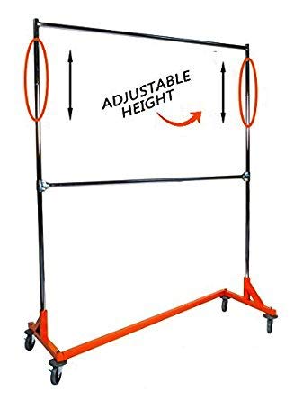Industrial Strength Z Rack with Add-On Hangrail and Built-in Height Extensions - Orange OSHA Approved Base - Tallest Z Rack Available!