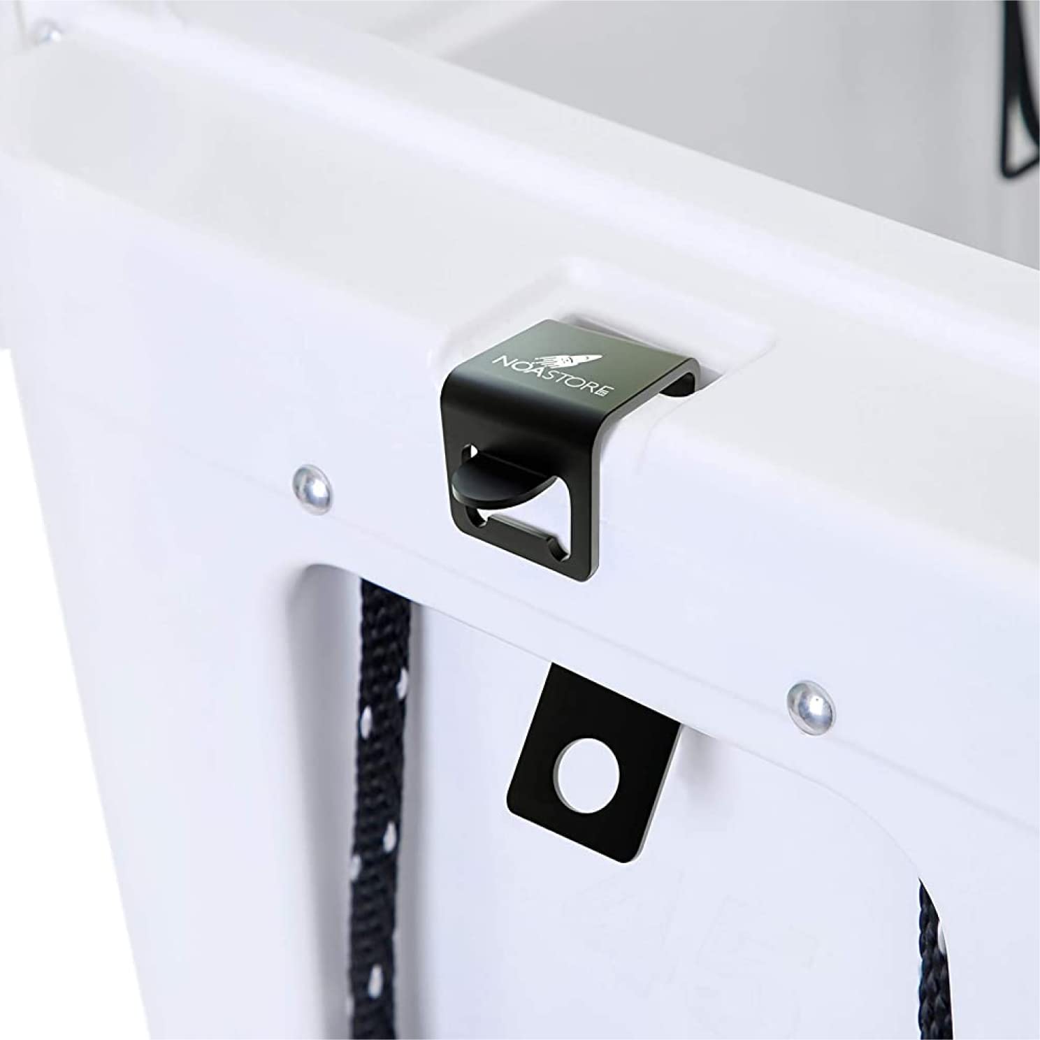 Noa Store Cooler Lock Bracket with Bottle Opener Compatible with Yeti/RTIC Coolers, Made of Highest Grade Stainless Steel (316L) (Black)