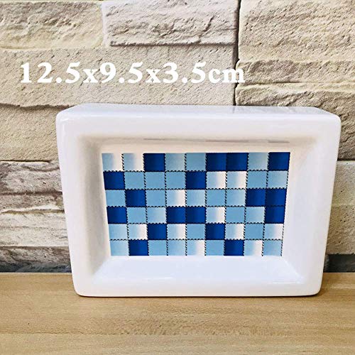 AUANIYAN Ceramic Bathroom Accessories Set, 4 Pieces Modern Design Bath Set Soap Dispenser,Toothbrush Holder, Tumbler,Soap Dish(Blue Mosaic)