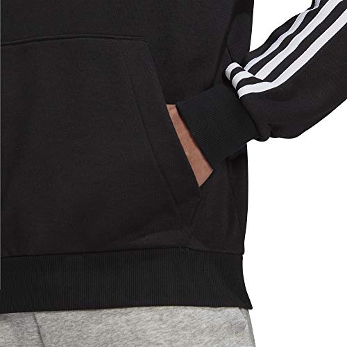 adidas Men's Essentials 3-Stripes French Terry Hoodie, Black/White, Small