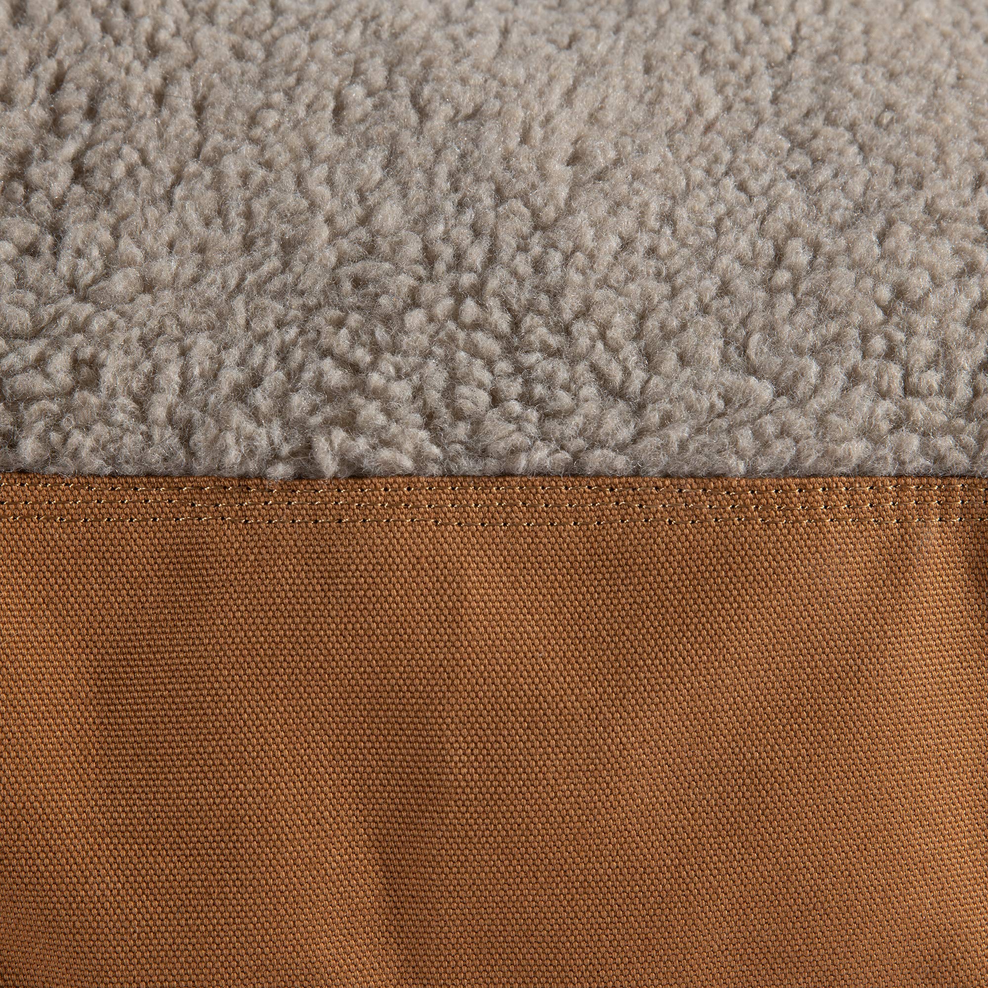 Carhartt Firm Duck Dog Bed, Durable Canvas Pet Bed with Water-Repellent Shell, Carhartt Brown with Sherpa Top, Large