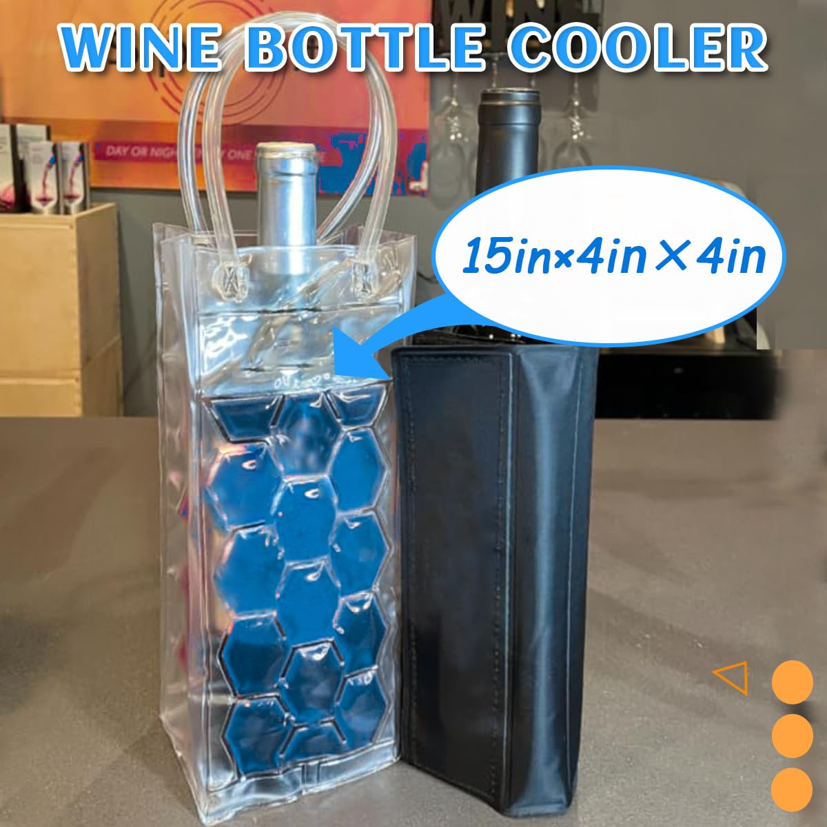 Wine Cooler Sleeve with Protector Instant Cooling and Keeps Your Drink Cold Keep Cool and Chill Champagne Wine-Blue (2 Packs)