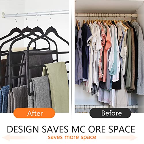 Pants Hangers Space Saving, Non-Slip Velvet Pants Hangers Multi-Layer, Durable Velvet Clothes Hangers Closet Organizer for Pants Jeans Scarf Tie (2Pcs)