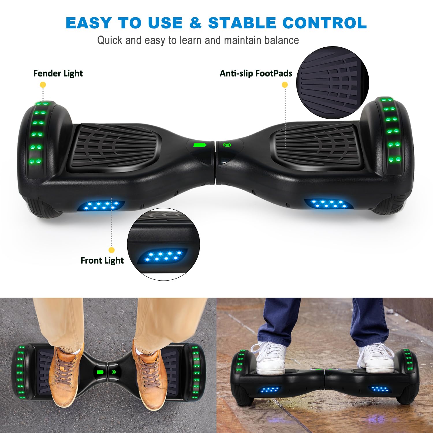 FLYING-ANT Hoverboard with Seat Attachment, 6.5β Self Balancing Scooter with Gokart, Best Gift for Kids and Teenagers