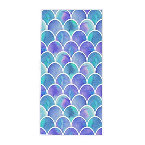 Mermaid Scale Hand Towel, Rainbow Mermaid Scale Face Towel Ultra Soft Highly Absorbent Decorative Guest Towels Fingertip Bath Towel for Bathroom Kitchen Hotel Home 30x15 Inch