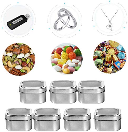 Square Metal Tins with Window Lids,15-Pack Empty Square Silver Tins for Candle Making, Candies, Gifts & Treasures (8 OZ)