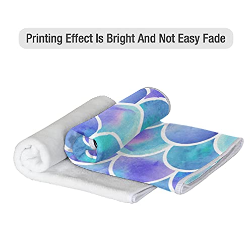 Mermaid Scale Hand Towel, Rainbow Mermaid Scale Face Towel Ultra Soft Highly Absorbent Decorative Guest Towels Fingertip Bath Towel for Bathroom Kitchen Hotel Home 30x15 Inch
