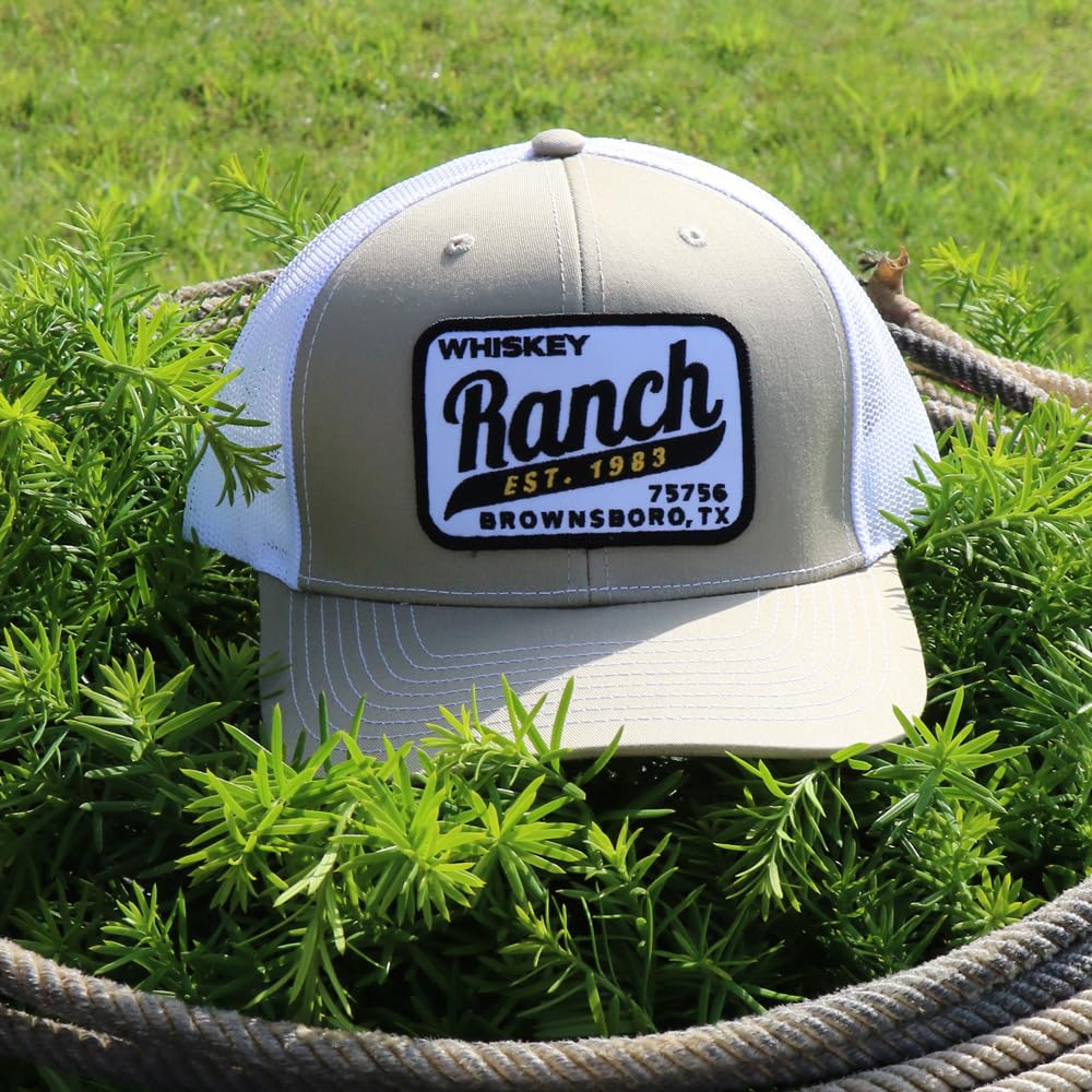 WHISKEY BENT HAT CO. The Zip Adjustable Snapback Meshback Trucker Hat (US, Alpha, One Size, Tan)