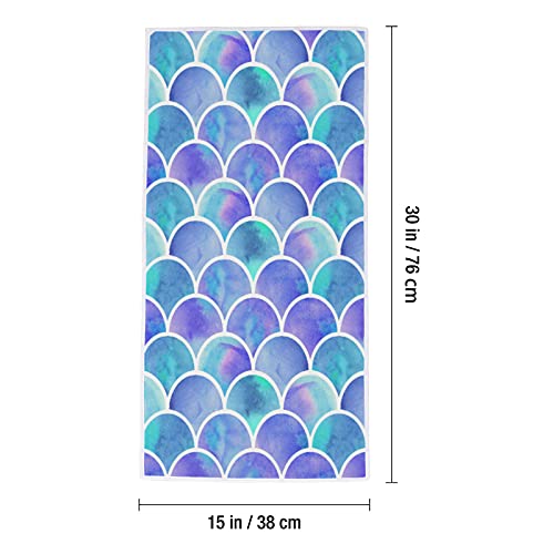 Mermaid Scale Hand Towel, Rainbow Mermaid Scale Face Towel Ultra Soft Highly Absorbent Decorative Guest Towels Fingertip Bath Towel for Bathroom Kitchen Hotel Home 30x15 Inch