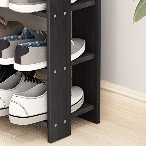 soges 5-Tier Free Standing Shoe Rack, 29.5 inches Wooden Shoe Shelf, Entryway Shoe Organizer Storage Cabinet, Black