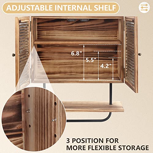 Butizone Barndoor Bathroom Wall Cabinet, 17x21'' Small Wall Mount Medicine Storage Cabinet, Rustic Bathroom Wall Cabinet Over Toilet with Shelve and Towel Bar