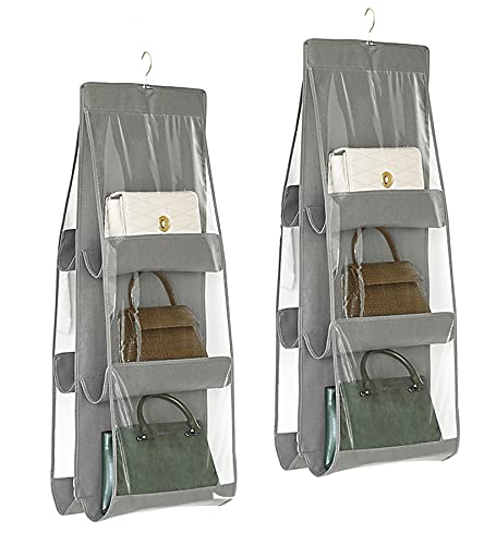 ST-BEST-P Handbag Storage Hanging Purse Organizer Bedroom Organization Dust-Proof Holder Bag for Wardrobe Closet (Grey-2Pack)
