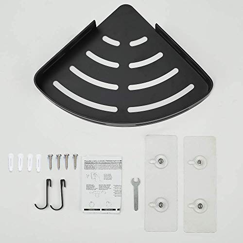 Gricol Bathroom Shower Caddy Suction Corner Shelf, Shower Basket Storage Organizer for Bathroom Kitchen Wall Mounted, Black