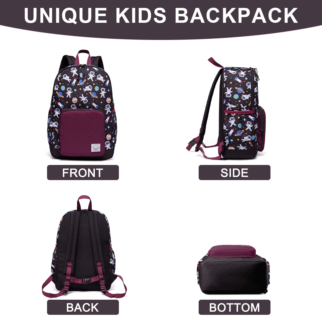 VASCHY Preschool Backpack, Cute Lightweight Water Resistant Kindergarten Backpack Bookbag for Boys and Girls Astronaut