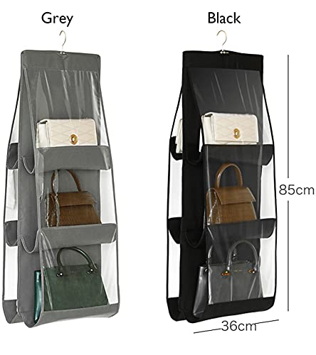 ST-BEST-P Handbag Storage Hanging Purse Organizer Bedroom Organization Dust-Proof Holder Bag for Wardrobe Closet (Grey-2Pack)