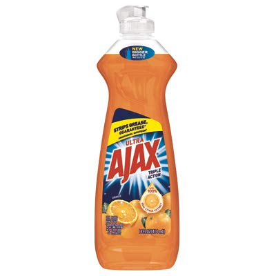 Ultra Ajax Triple Action Orange Dish Liquid Soap, Pack of (4) 14 oz Bottles
