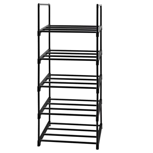 Easyhouse 5 Tier Metal Sturdy Shoe Rack, Narrow Shelf Organizer for Entryway, Closet, Bedroom